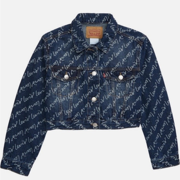 Levi's | Jackets & Coats | Levis Girls Logo Cropped Oversized Denim ...